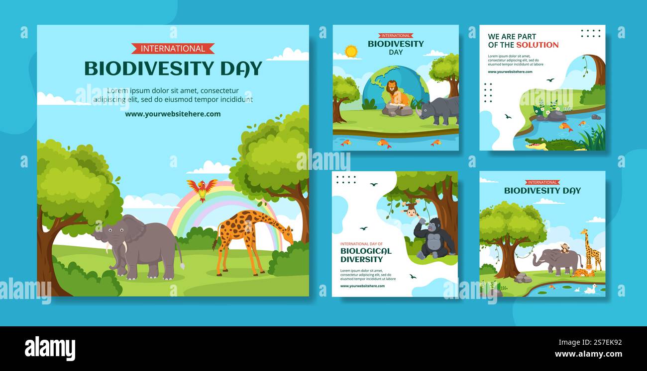 World Biodiversity Day Social Media Post Flat Cartoon Hand Drawn ...