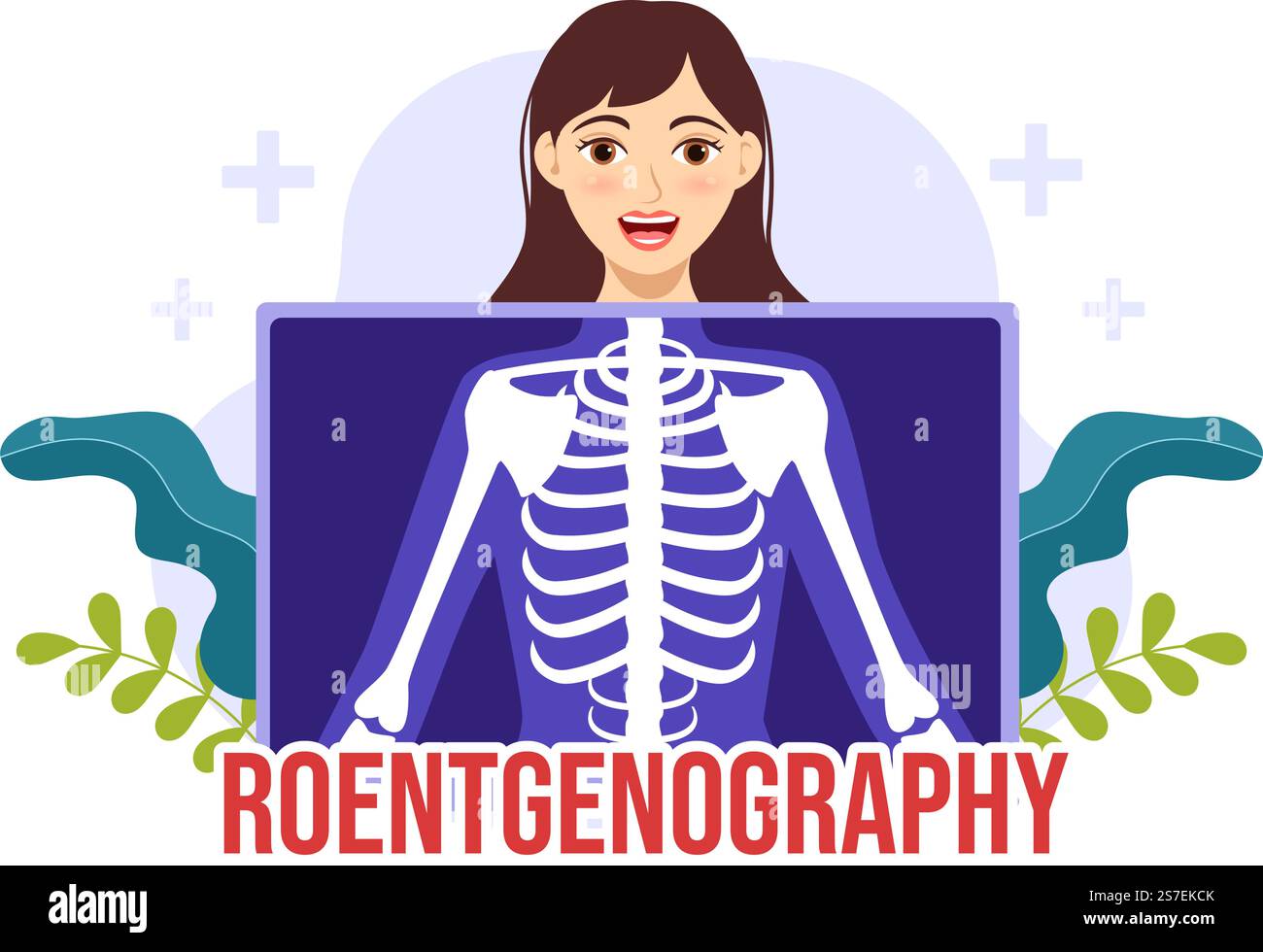 Roentgenography Illustration with Fluorography Body Checkup Procedure ...