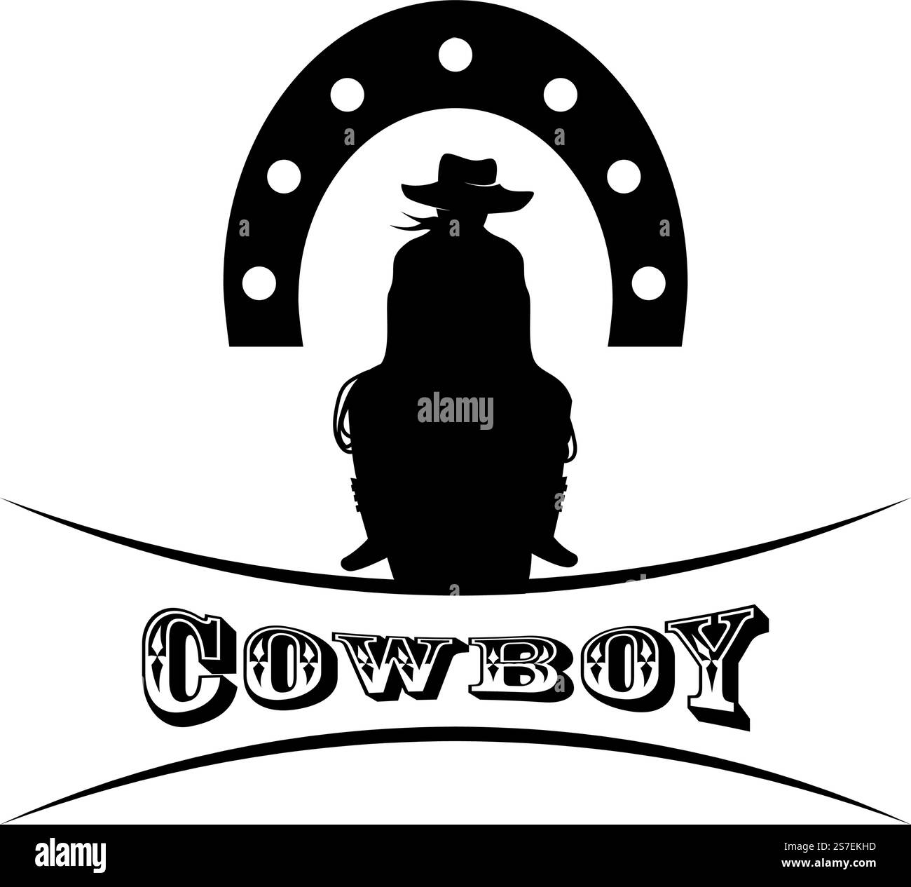 Cowboy rider illustration vector flat design template Stock Vector ...