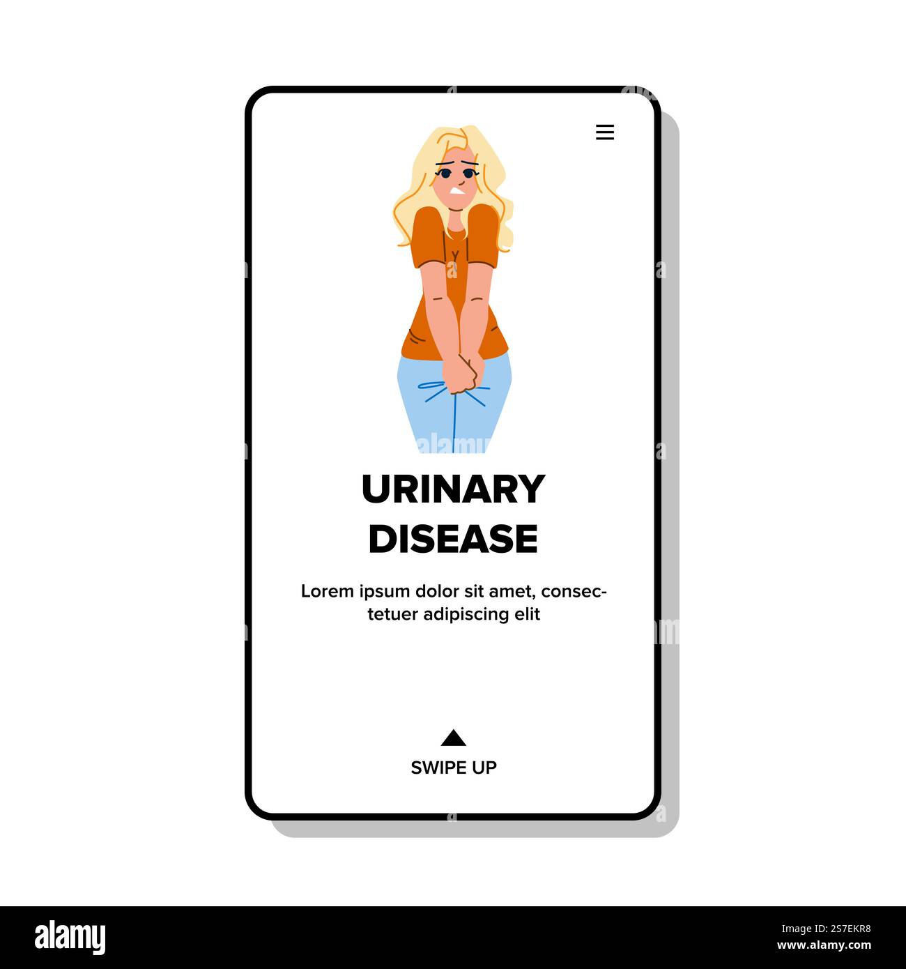urinary disease woman vector. pain infection, cystitis health, bladder ...
