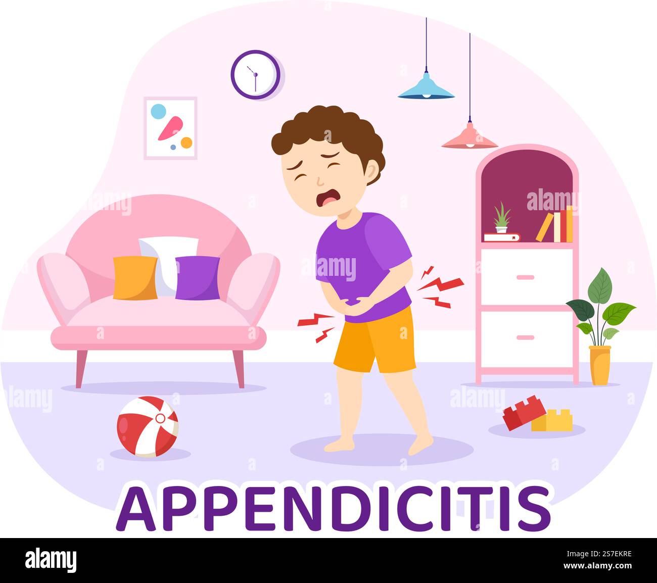 Appendicitis Illustration with Kids Inflammation of the Appendix and ...