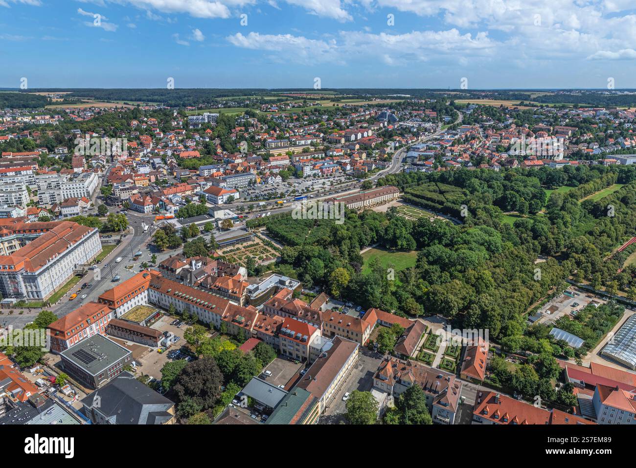 Aerial view of the town center of the district capital Ansbach in ...