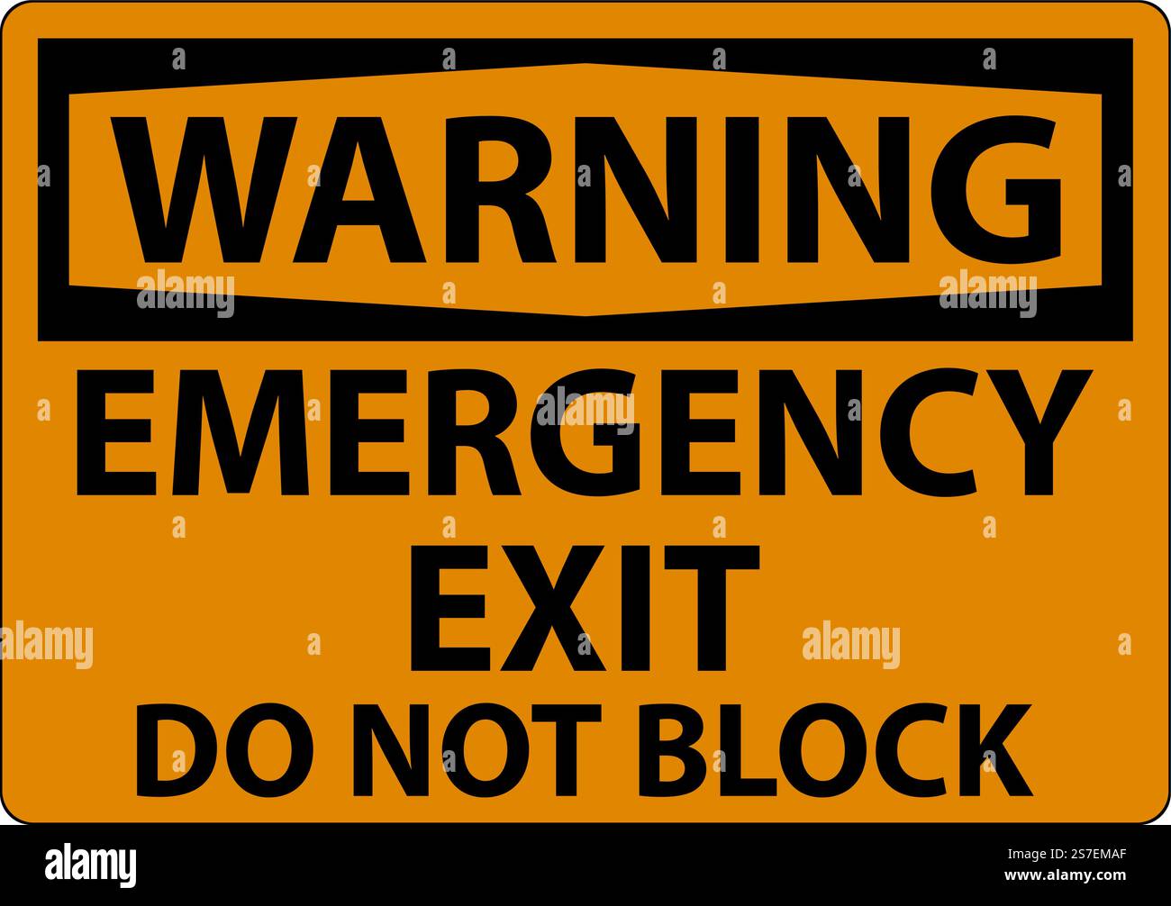 Warning Emergency Exit Sign On White Background Stock Vector Image ...