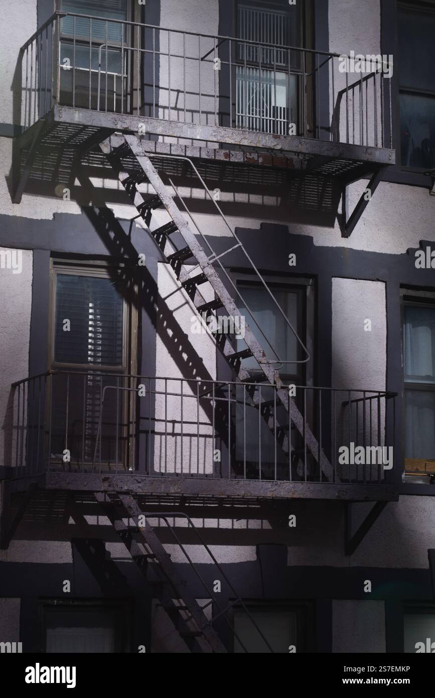 emergency fire escape stairs from apartment in new york Stock Photo - Alamy
