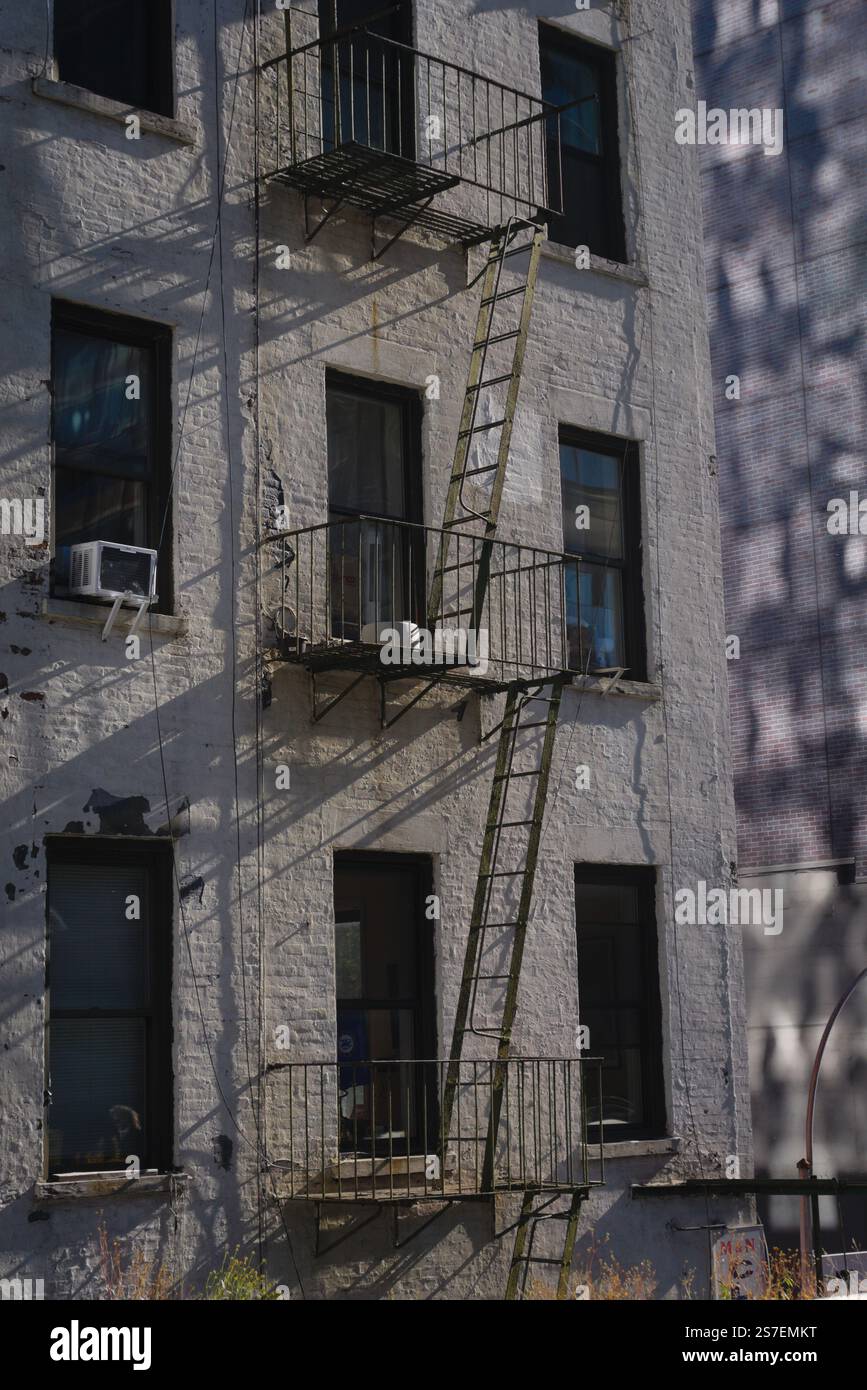 emergency fire escape stairs from an old apartment in new york Stock ...