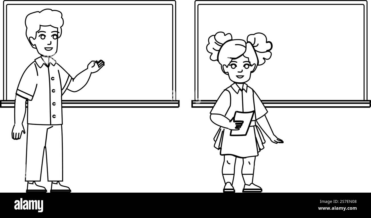 kid explain lesson vector. school classroom, teacher children ...