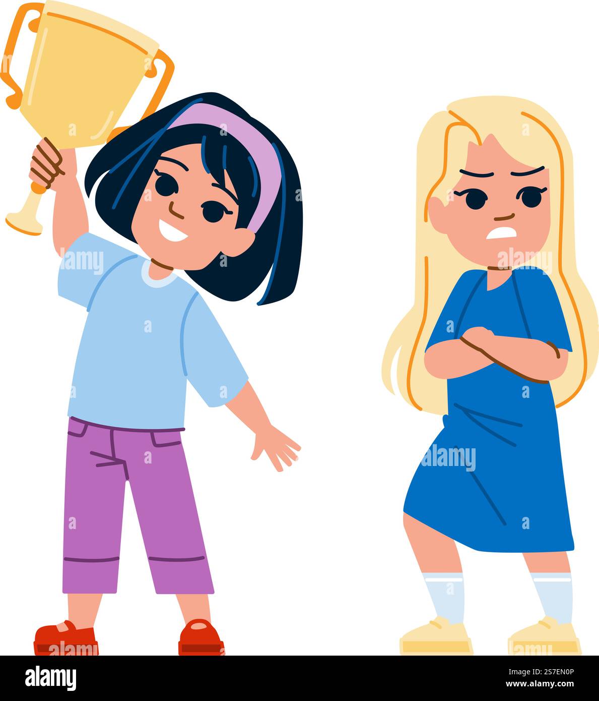 kid girl winner looser vector. happy child, fun success, summer super ...