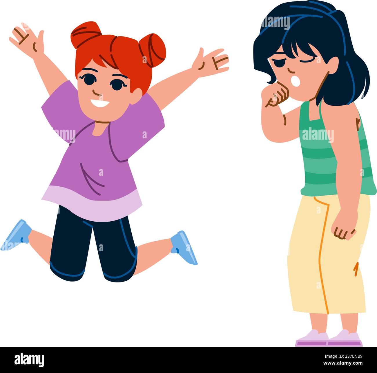 kid girl lazy active vector. children boy, watch tired, television ...