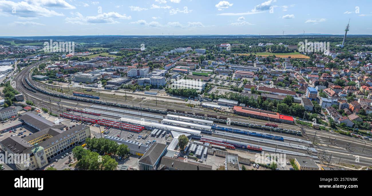 Aerial view of the town center of the district capital Ansbach in ...