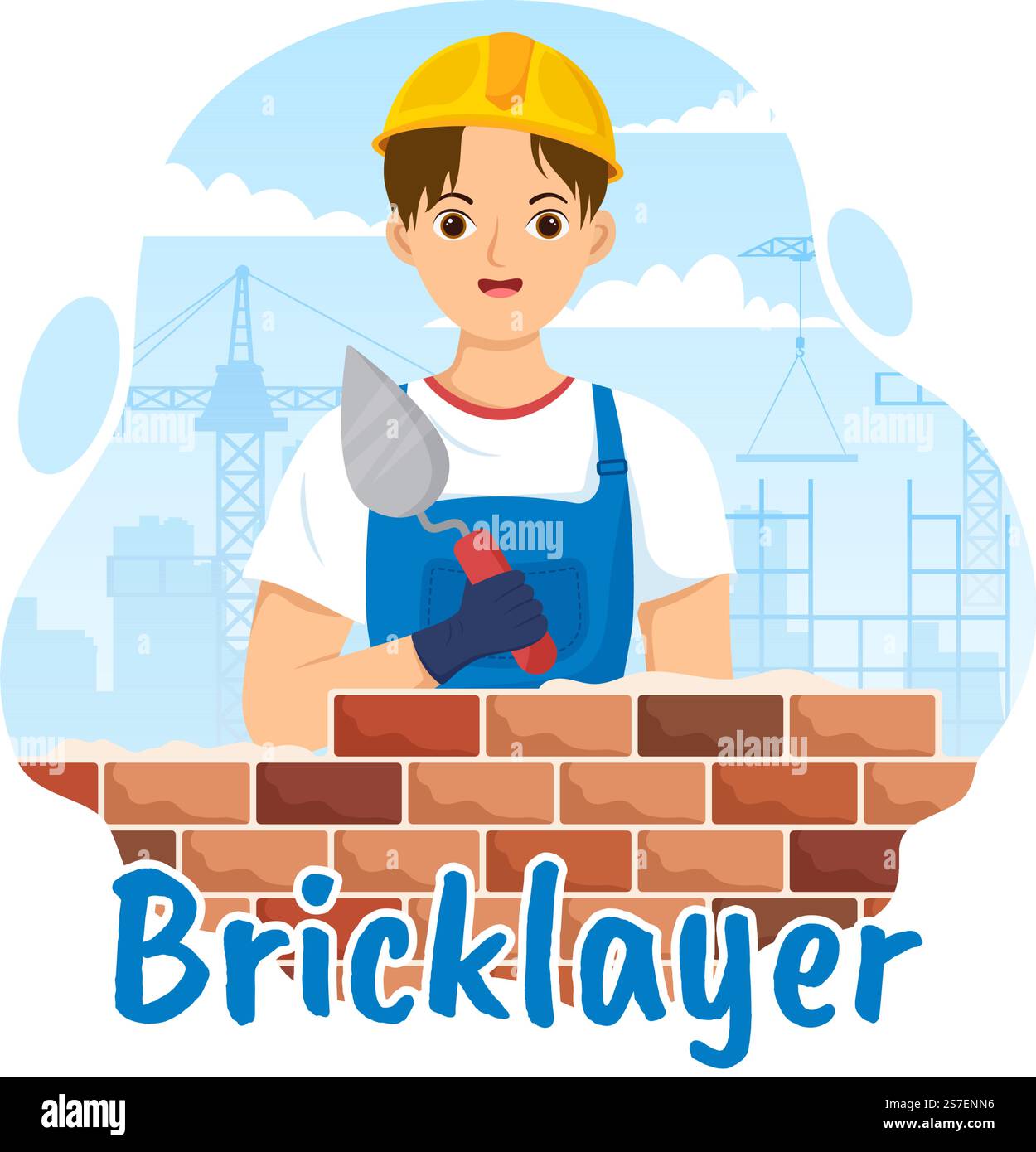 Bricklayer Worker Illustration with People Construction and Laying ...