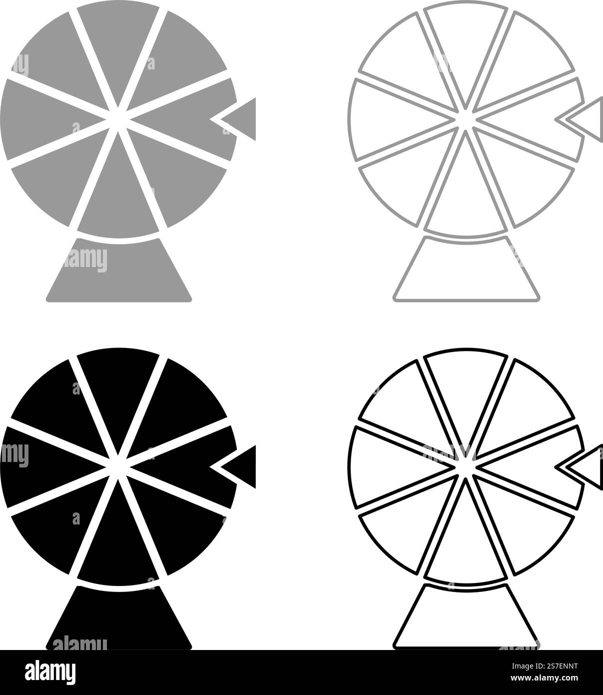 Wheel of Fortune lucky roulette spinning game chance concept set icon ...