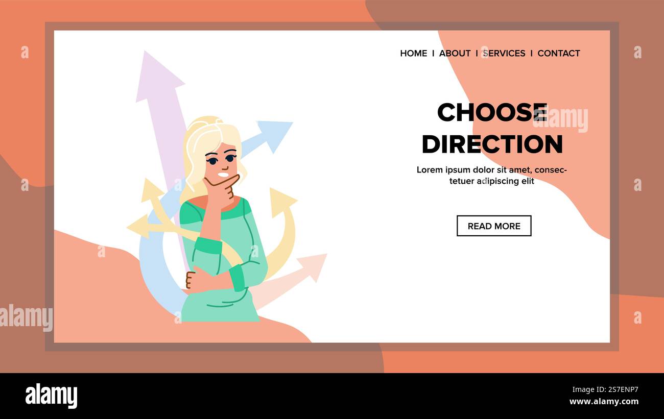 choose direction woman vector. concept way, person choice, arrow ...