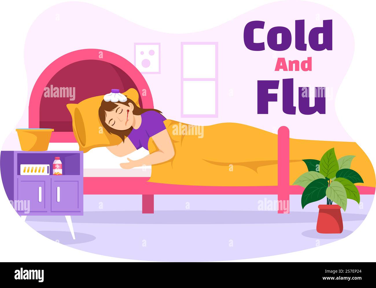 Sick Person Flu and Cold Sickness Illustration with People Wearing ...