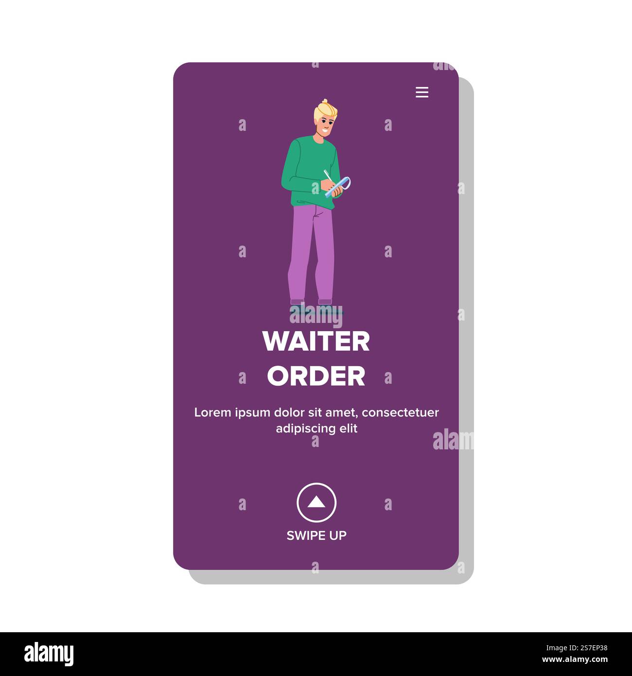 waiter man order vector. restaurant service, menu beer, tray serving ...