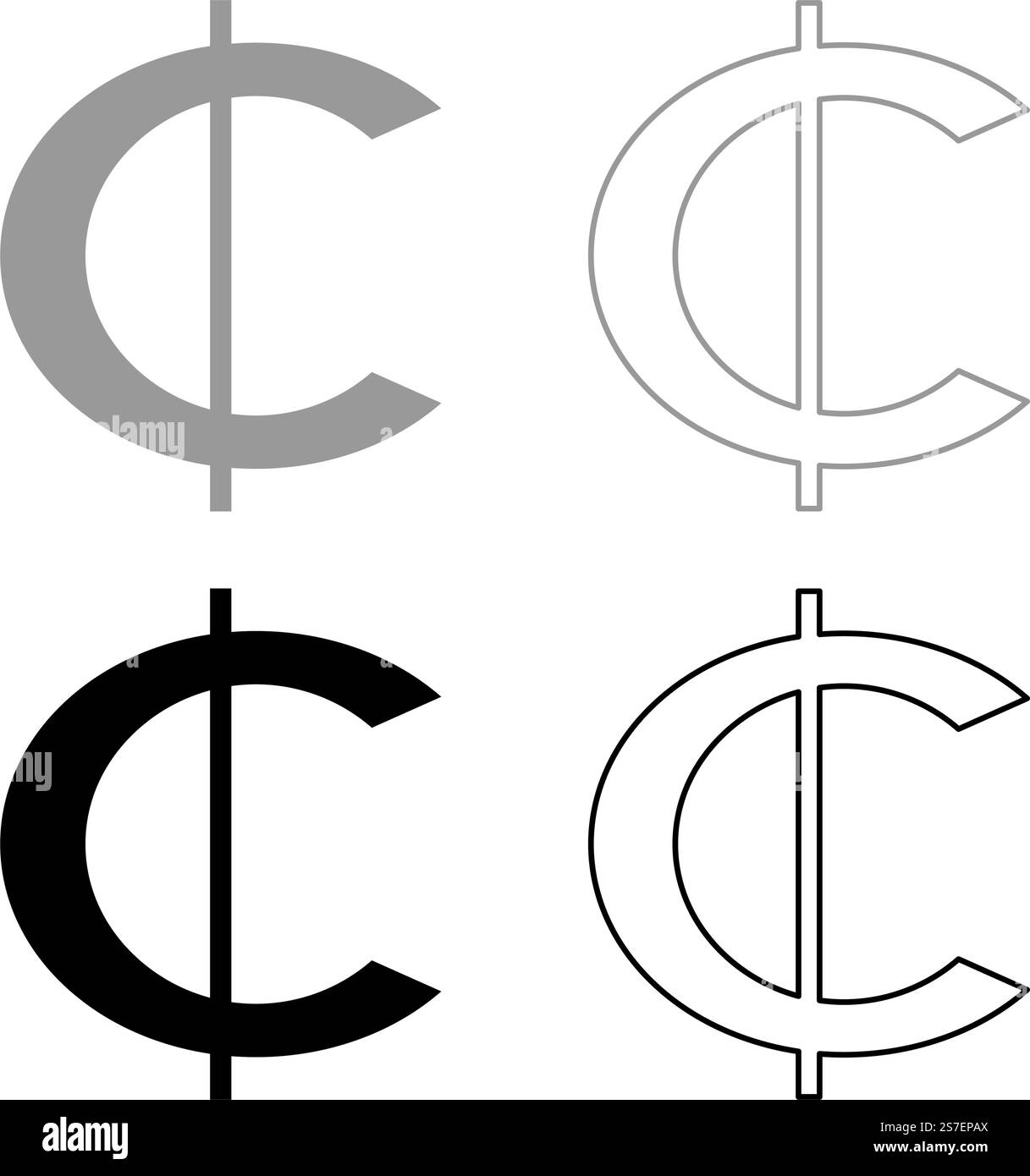 Ghana Cedi currency symbol money sign cash GHS Ghanaian set icon grey ...