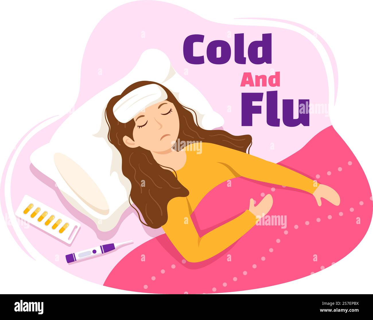 Sick Person Flu and Cold Sickness Illustration with People Wearing ...