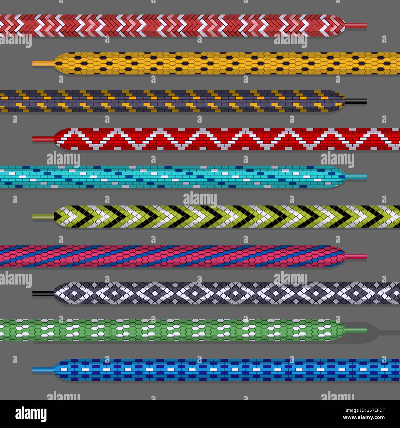 Shoelace designs. Different types of ropes boots shoelaces templates ...