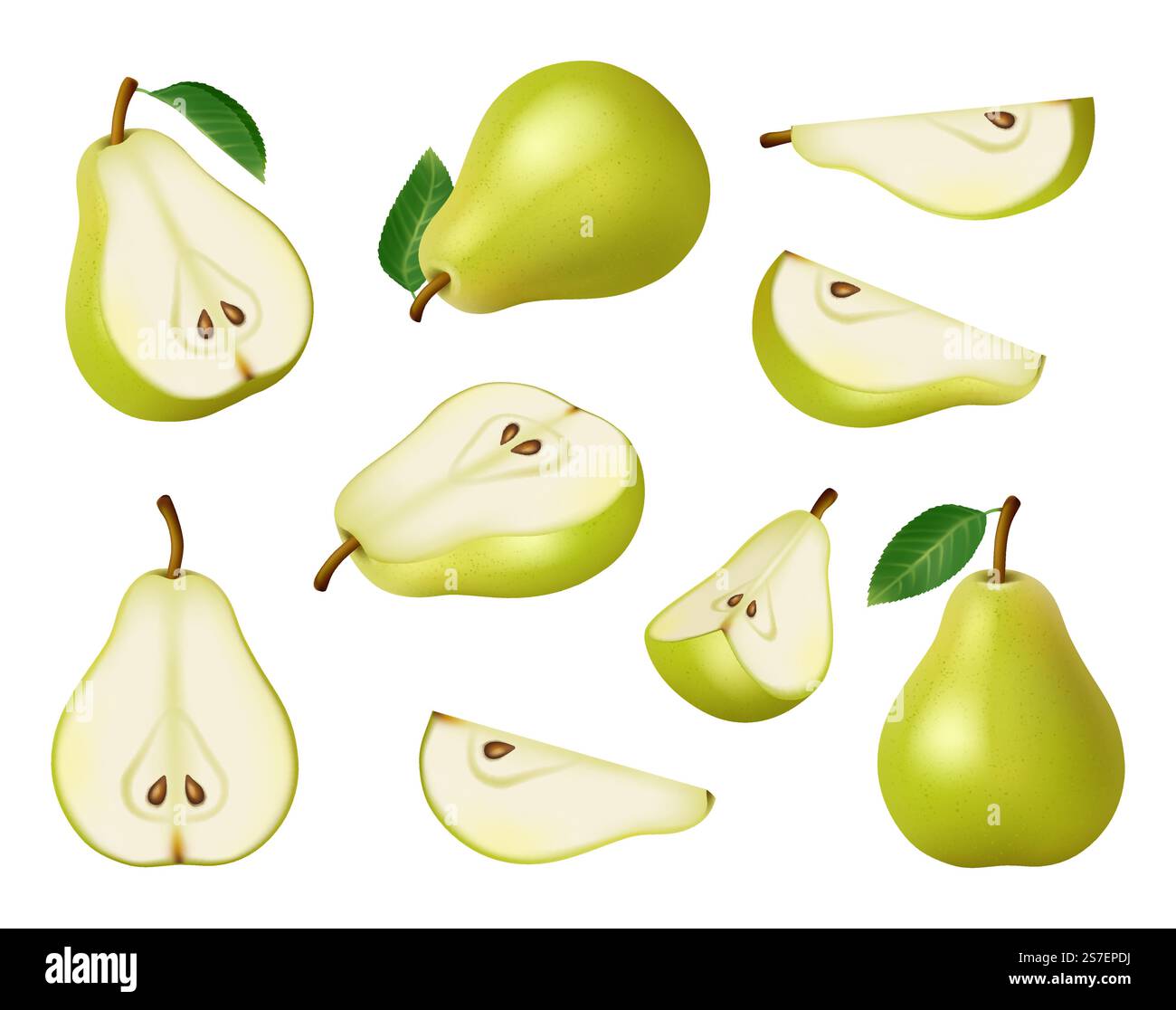 Pears collection. Green and yellow delicious healthy fruits decent ...