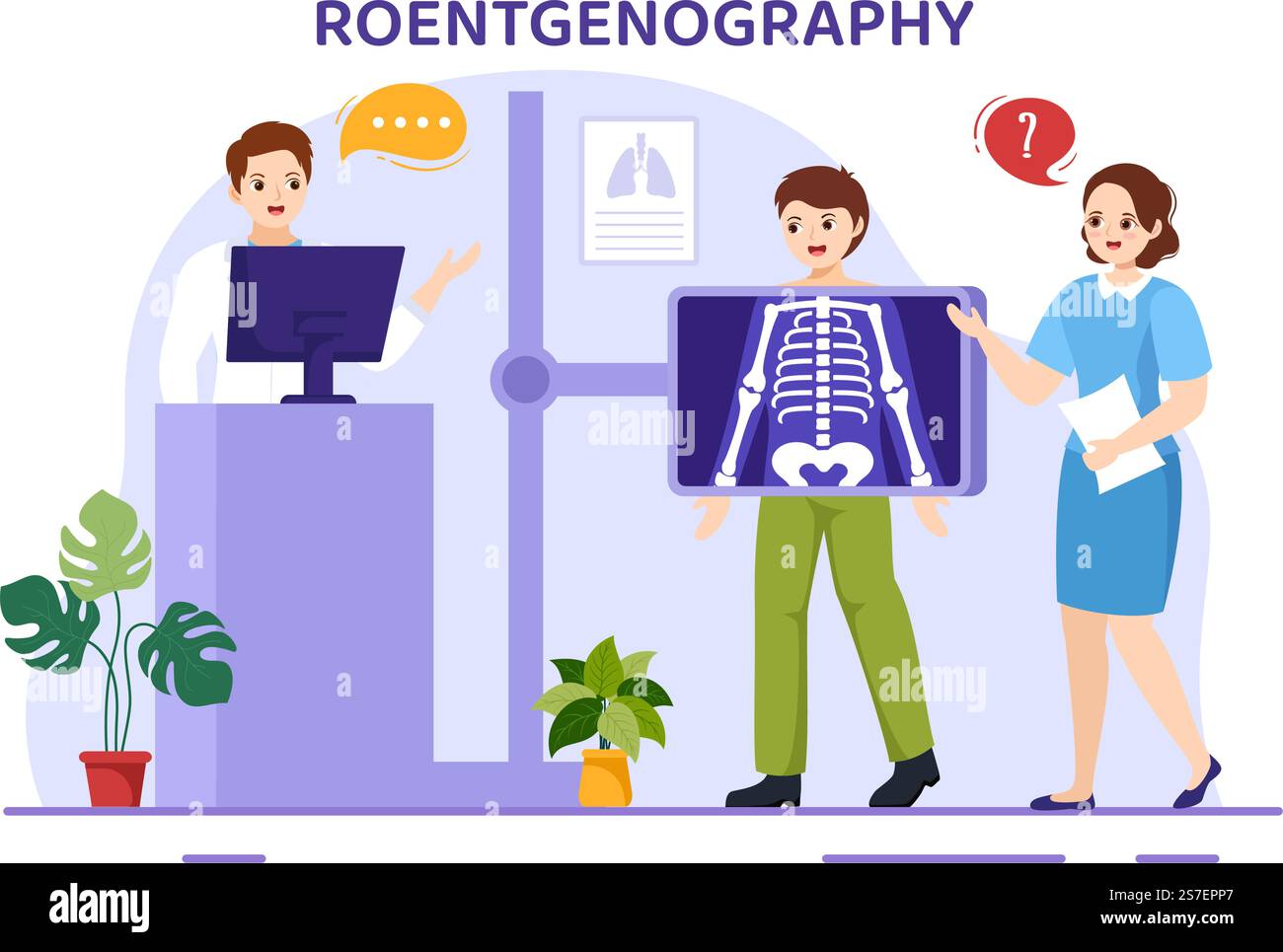 Roentgenography Illustration with Fluorography Body Checkup Procedure ...