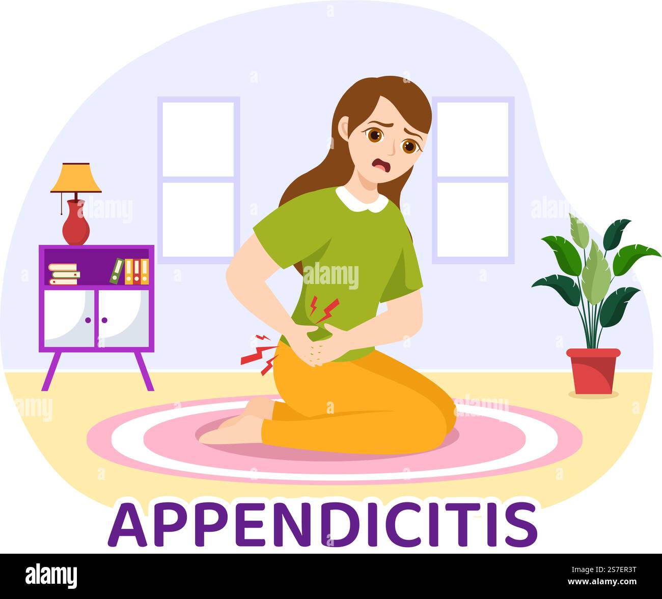 Appendicitis Illustration with Inflammation of the Appendix and Stomach ...
