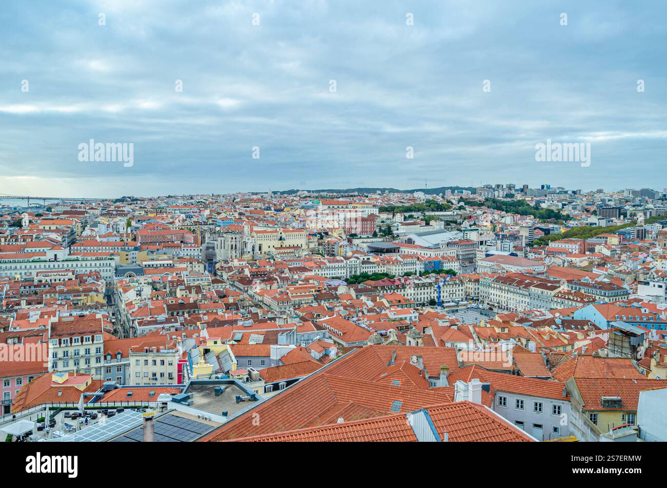 Aerial view of the city of Lisbon, Portugal, from the viewpoint located ...
