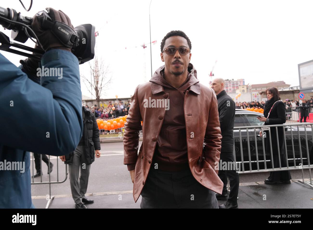 Keith Powers arrives as he attends at the men's Prada Fall-Winter 2025 ...