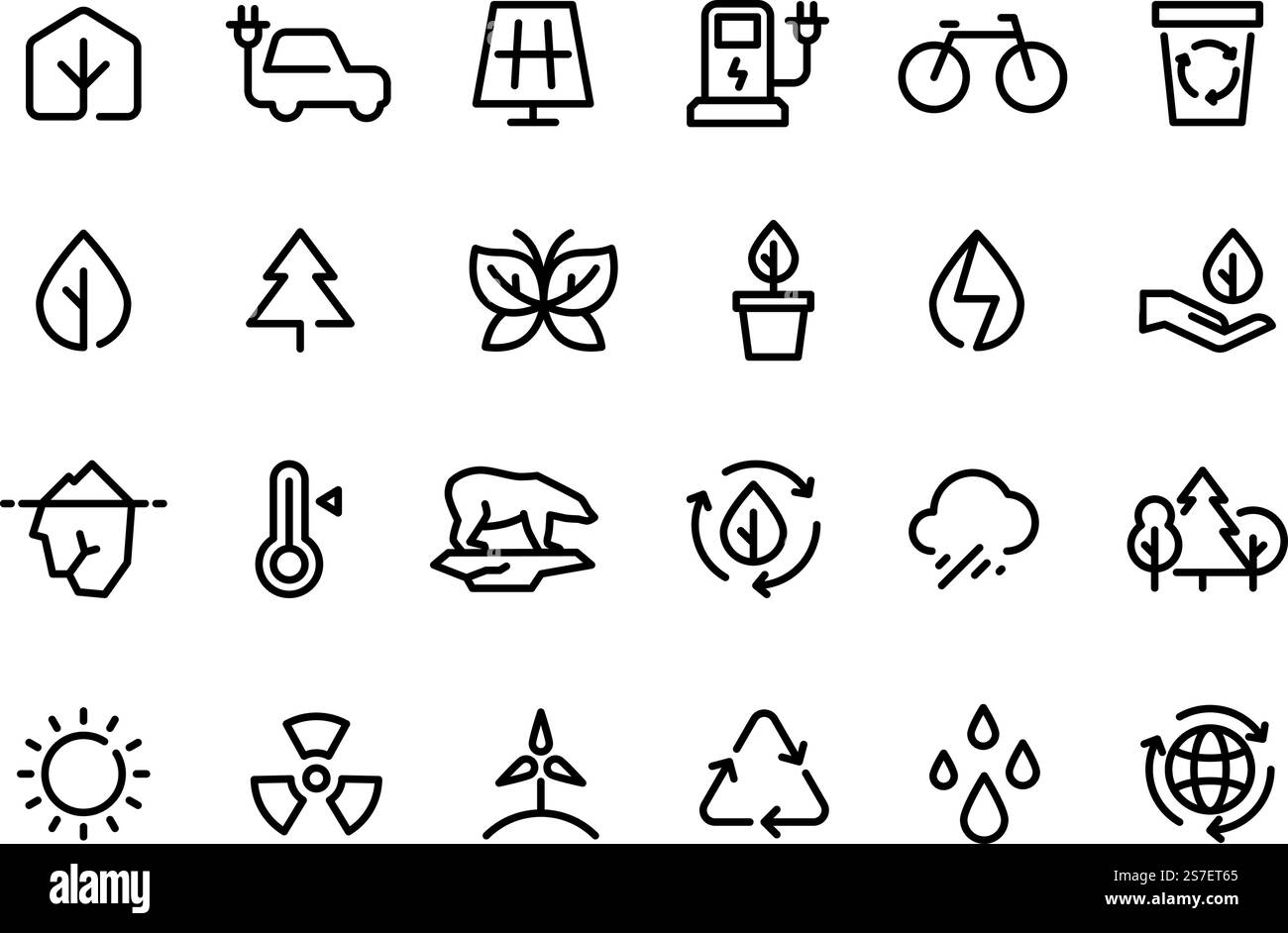 Eco environment icons. World forests protection nature caring ...