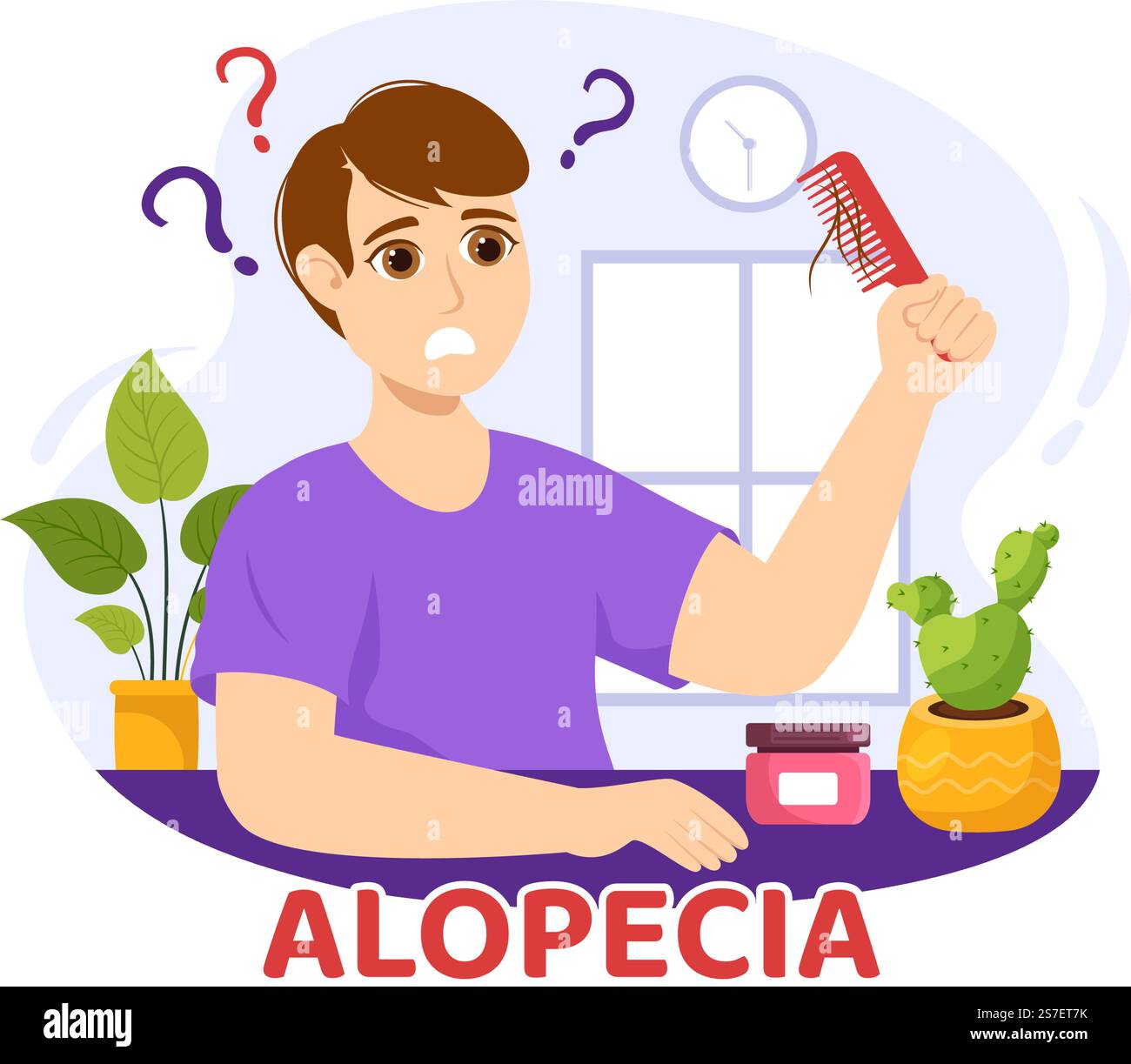 Alopecia Illustration with Hair Loss Autoimmune Medical Disease and ...