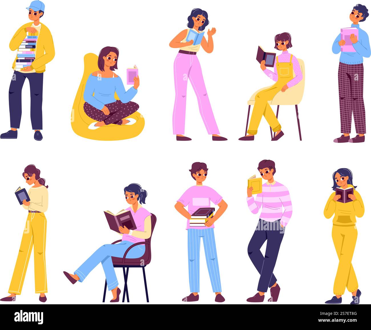 Students college holding books. University book, diversity teens read ...