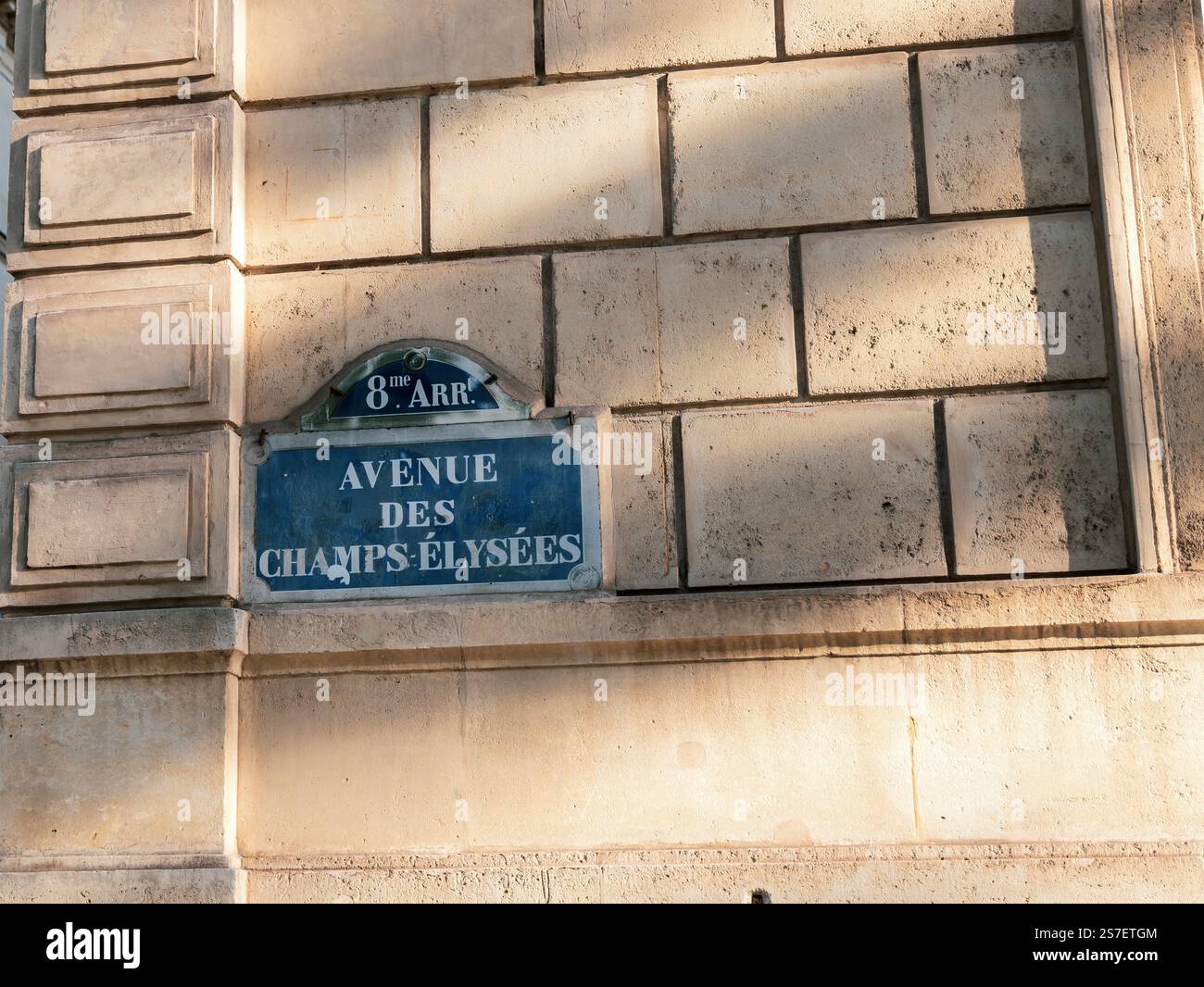 Central street name sign The Avenue des Champs-Elysees. Paris, France ...