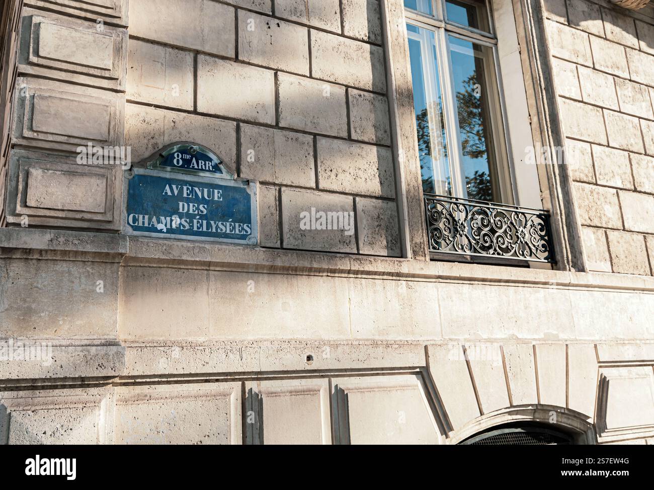 Central street name sign The Avenue des Champs-Elysees. Paris, France ...