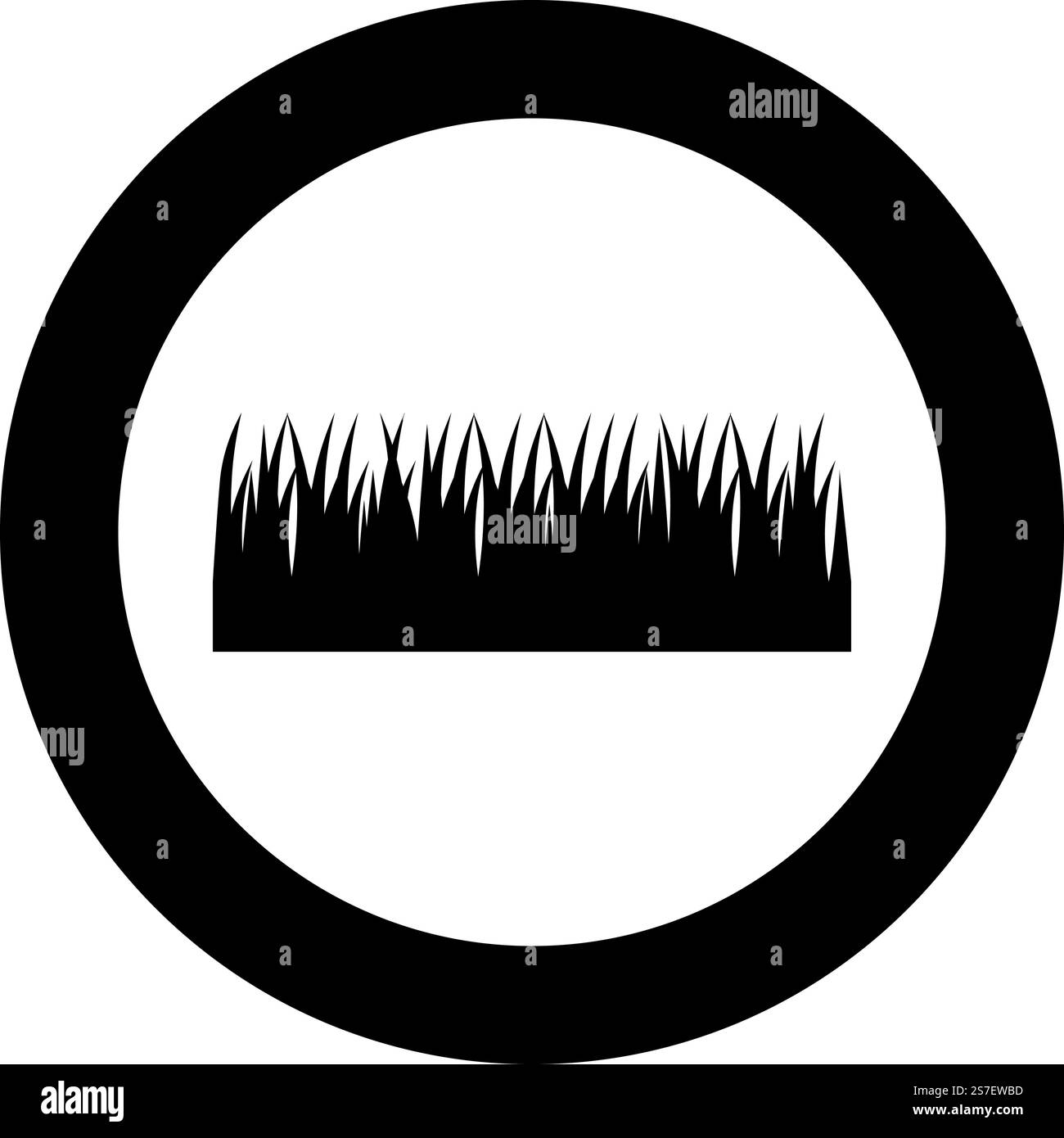 Grass border leaves icon in circle round black color vector illustration image solid outline ...