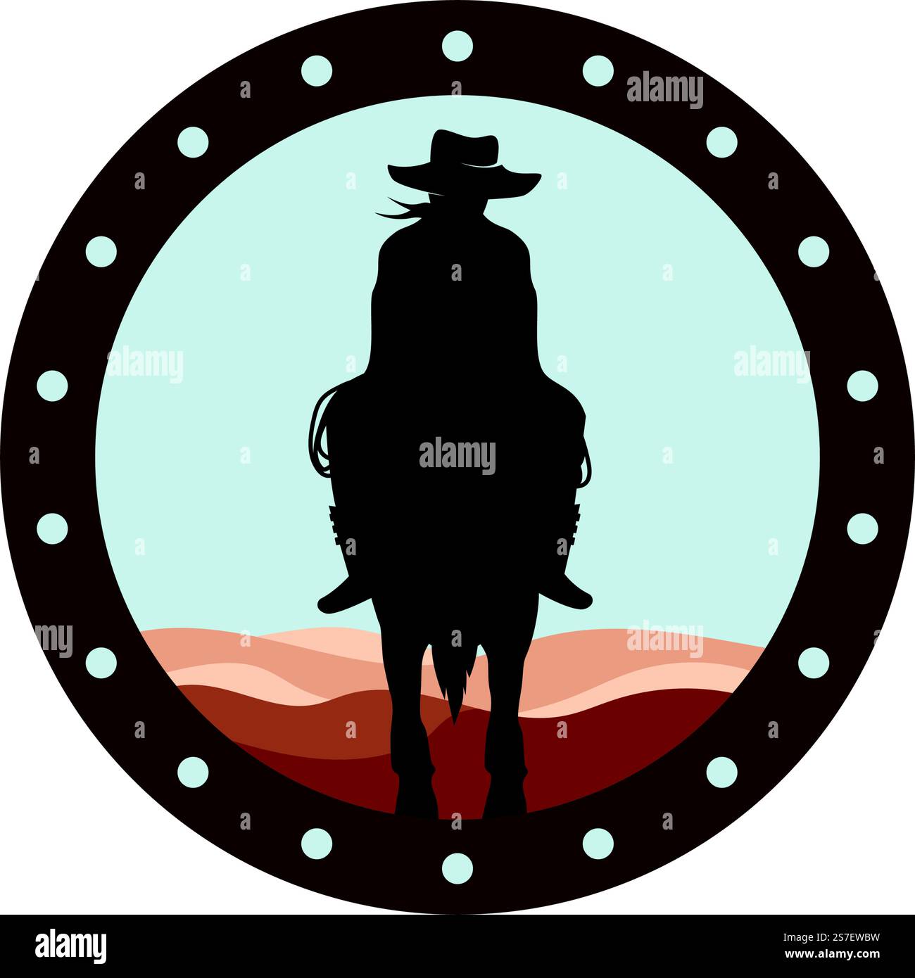 Cowboy rider illustration vector flat design template Stock Vector ...