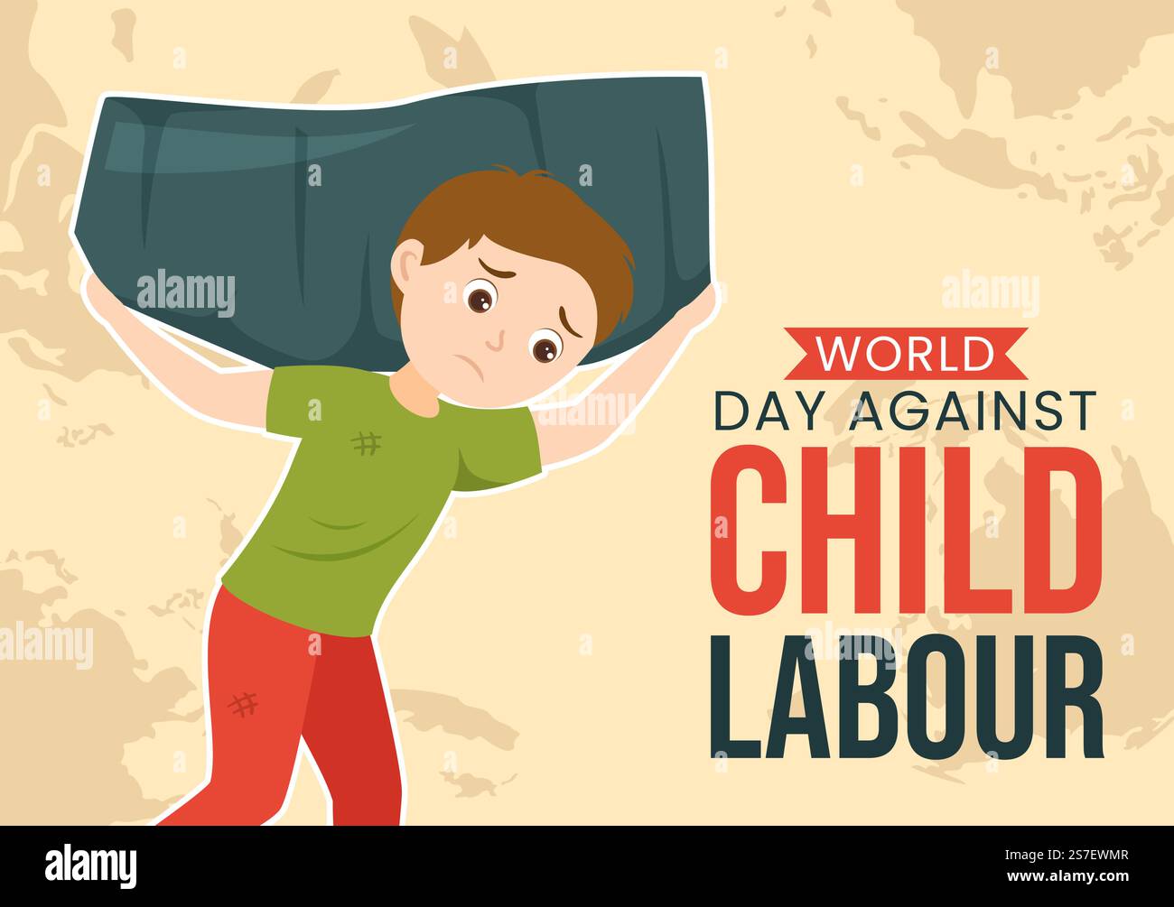 World Day Against Child Labour Illustration with Children Working for ...