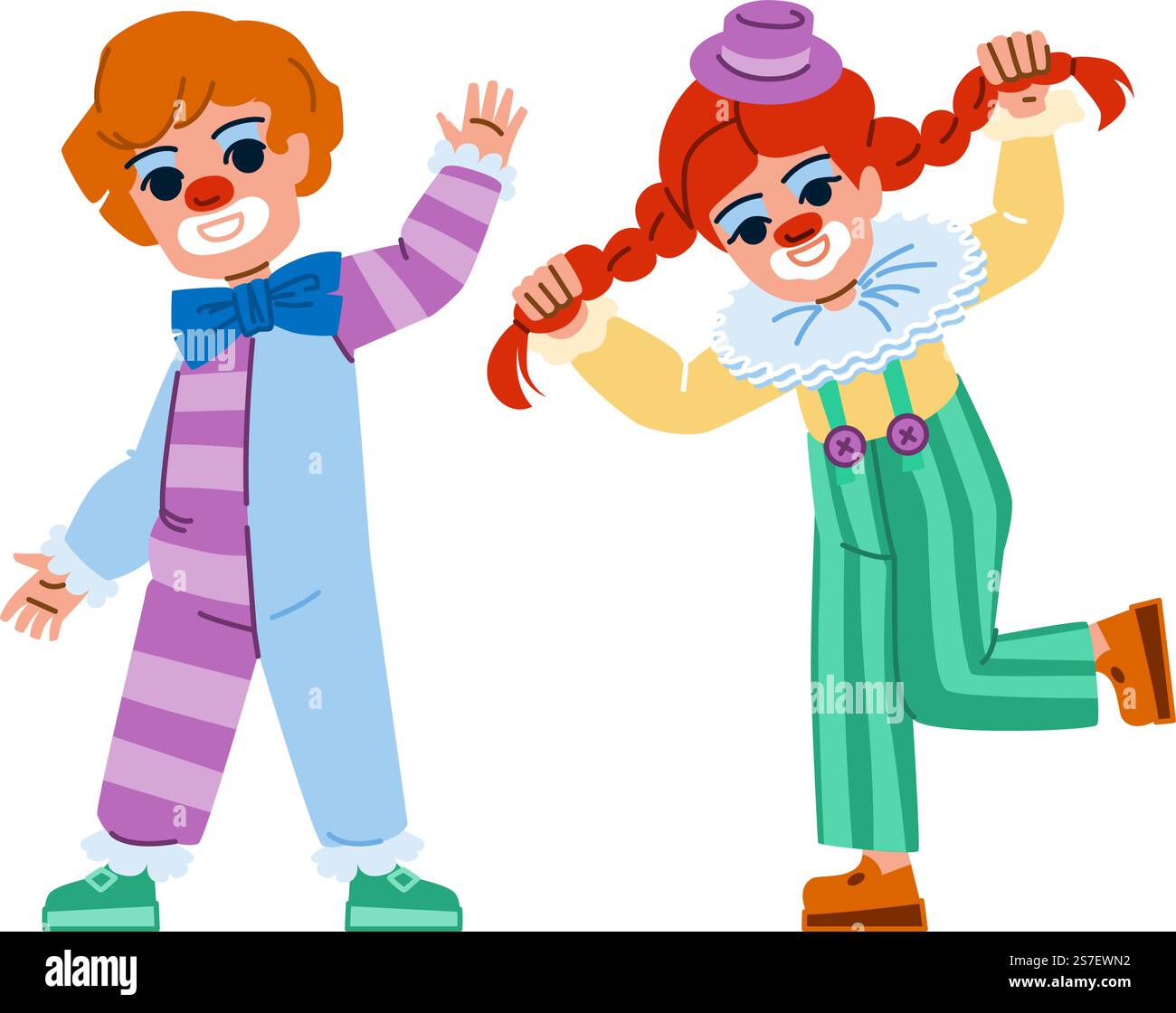 kid clown vector. happy fun, carnival funny, day child, home girl ...