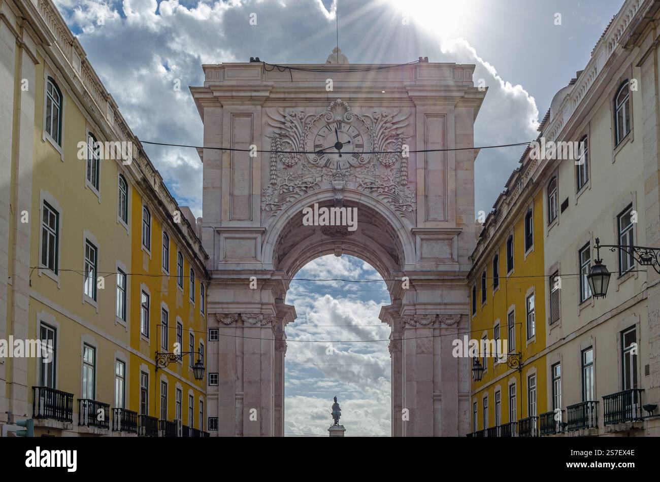 The Rua Augusta Arch, a stone, memorial arch-like, historical building ...