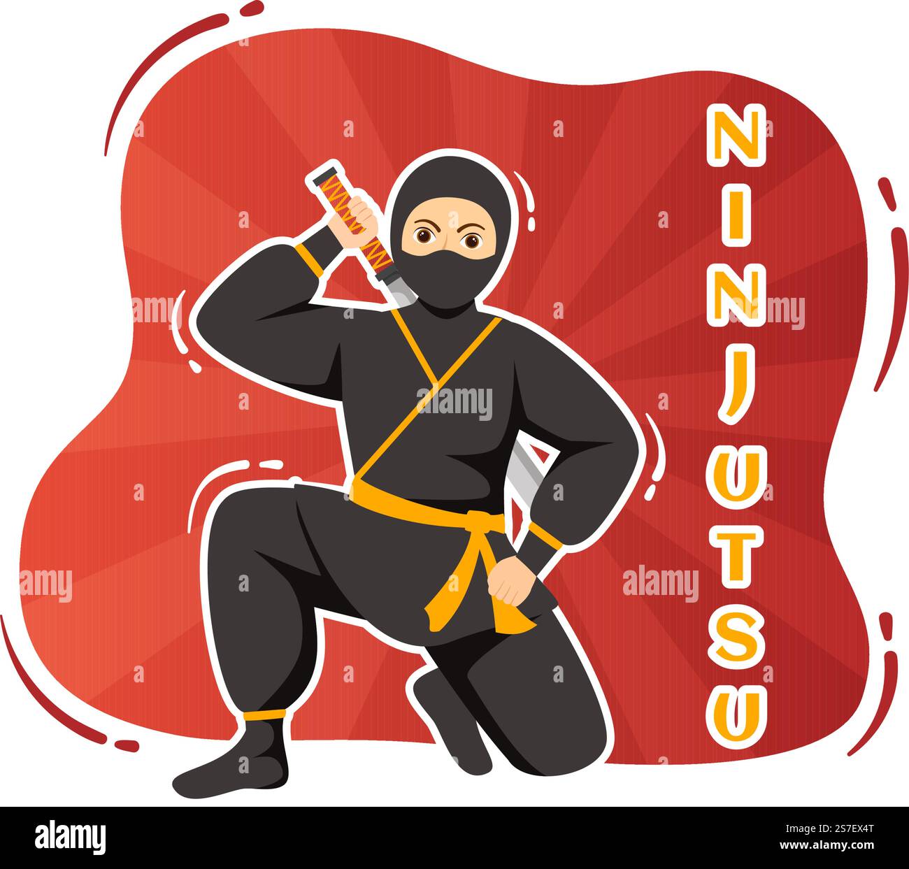 Ninjutsu Vector Illustration with Character Ninja Shinobi from Japan in ...