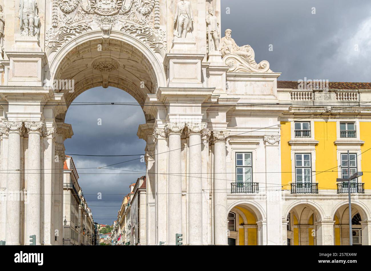 The Rua Augusta Arch, a stone, memorial arch-like, historical building ...