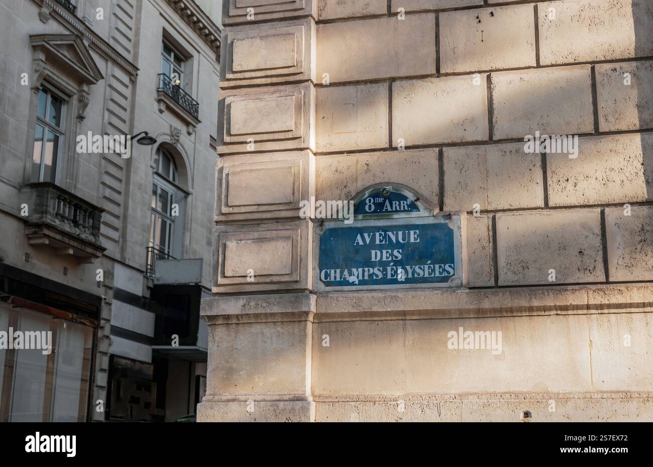 Central street name sign The Avenue des Champs-Elysees. Paris, France ...