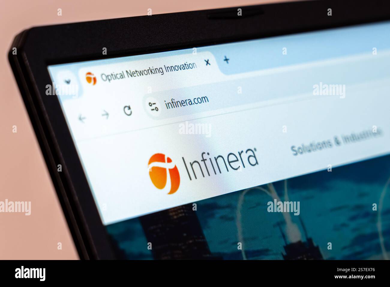 New York, USA - January 19, 2025: Infinera website showcasing optical networking solutions and ...