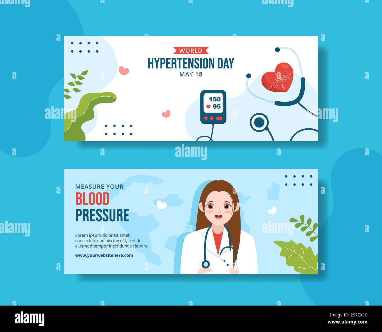 World Hypertension Day Horizontal Banner Cartoon Hand Drawn Templates ...