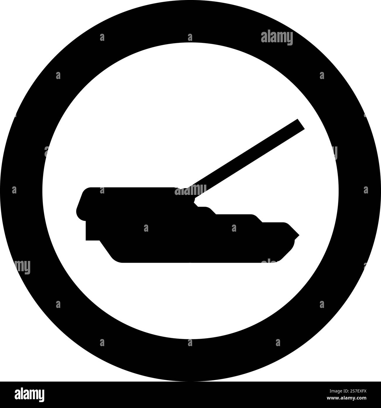 Self-propelled howitzer artillery system icon in circle round black ...