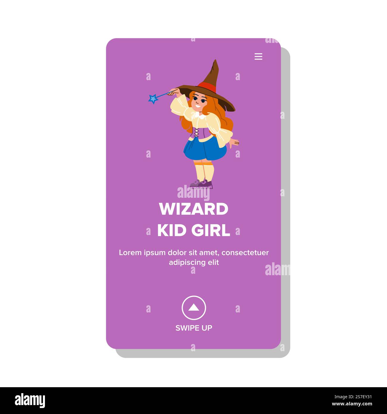 wizard kid girl vector. fantasy school, book child, cute fairy ...