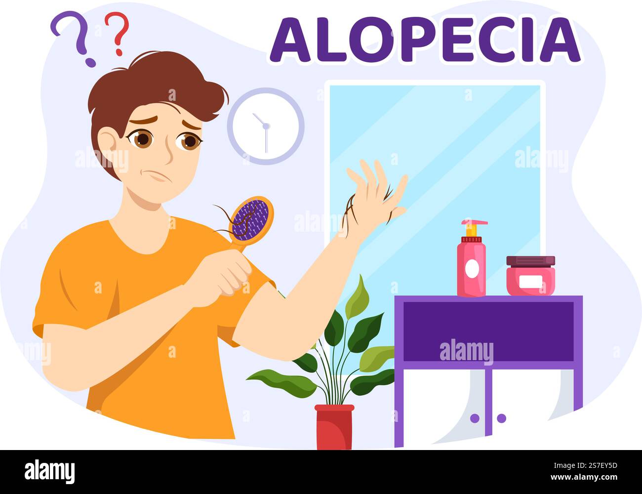 Alopecia Illustration with Hair Loss Autoimmune Medical Disease and ...