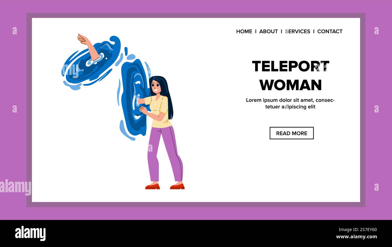 teleport woman vector. portal concept, futuristic science, girl future ...
