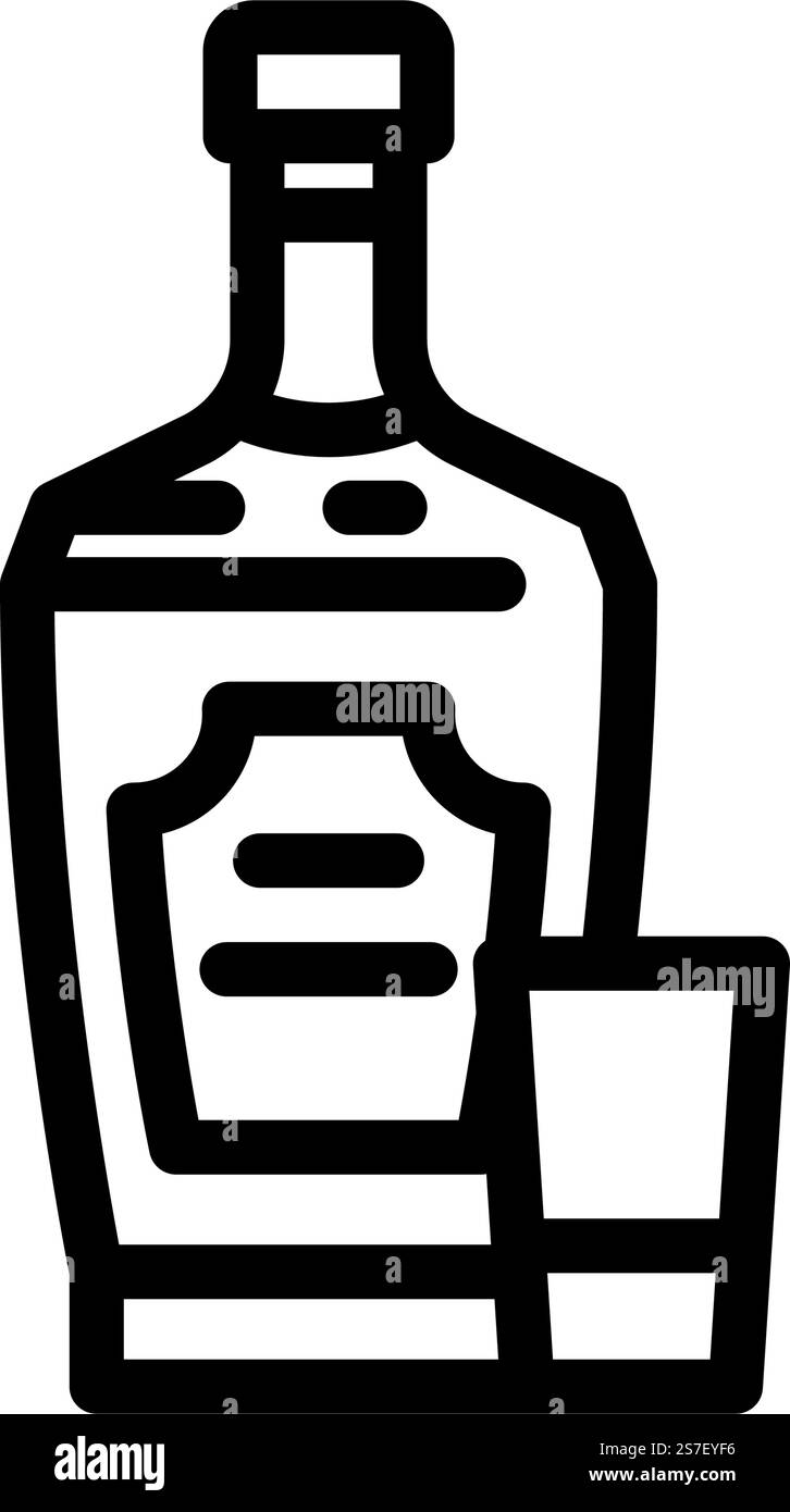 whiskey glass bottle line icon vector. whiskey glass bottle sign ...