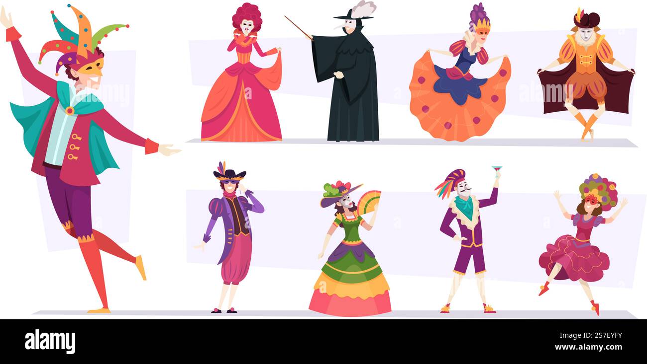 Venetian costumes. Carnival persons ini dress and costumes dancing ...