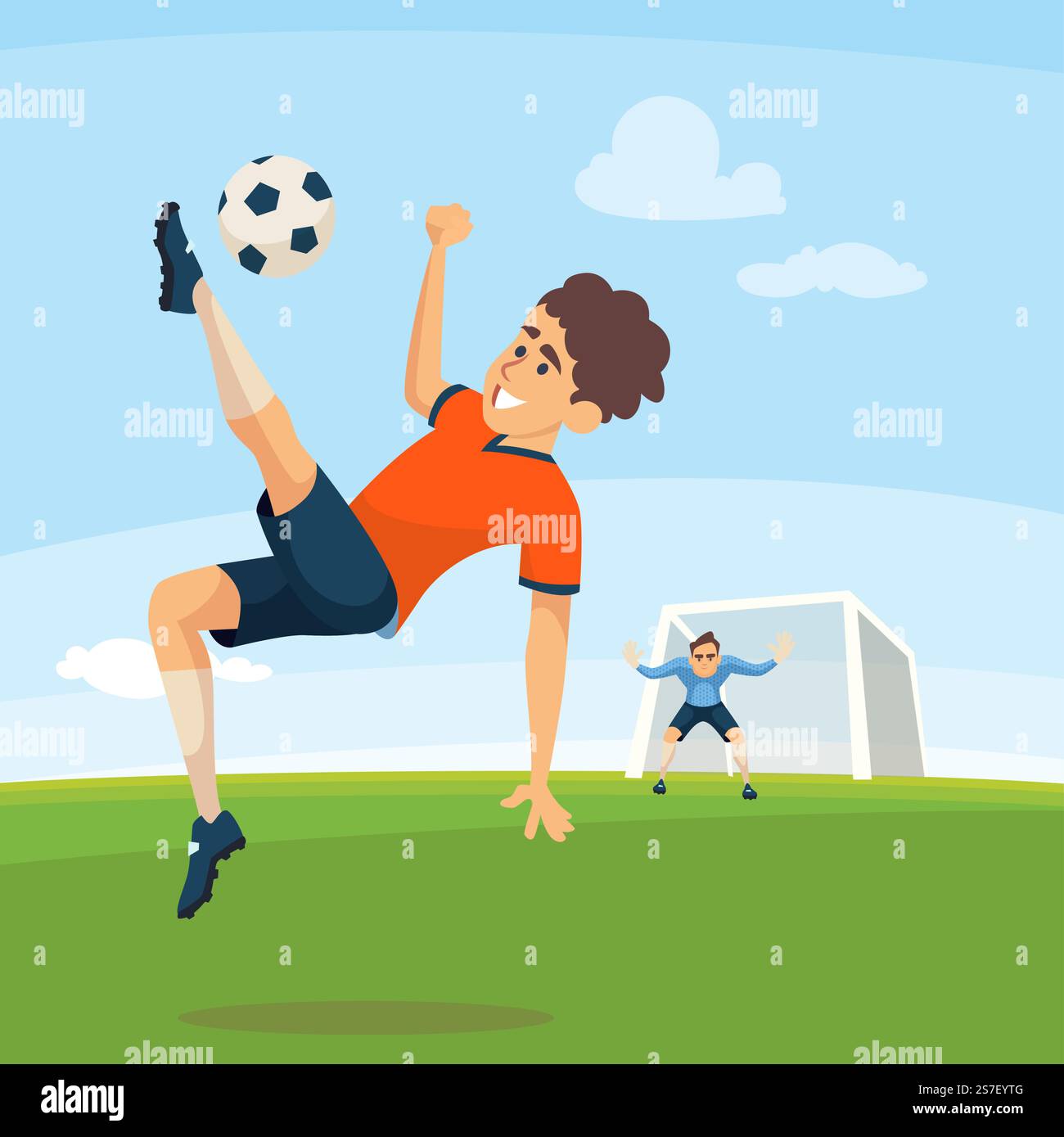 Soccer player. football gamer hitting to ball. vector outdoor sport ...
