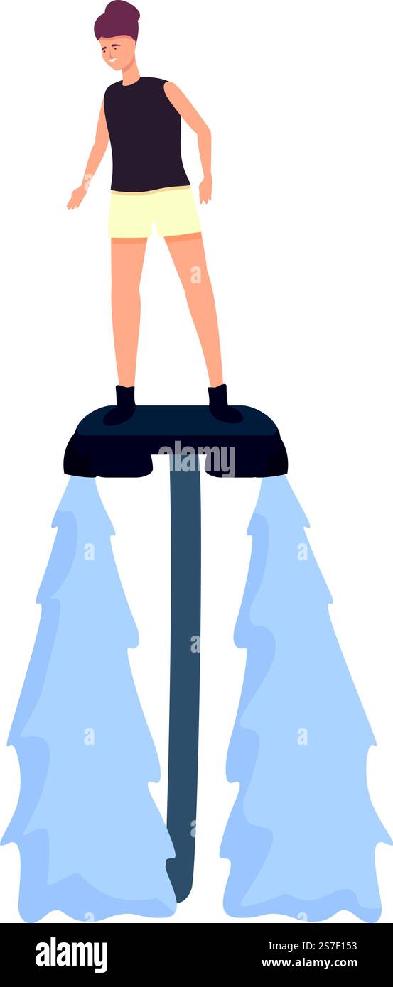 Woman flyboard icon cartoon vector. Sea sport. Action adventure. Woman ...