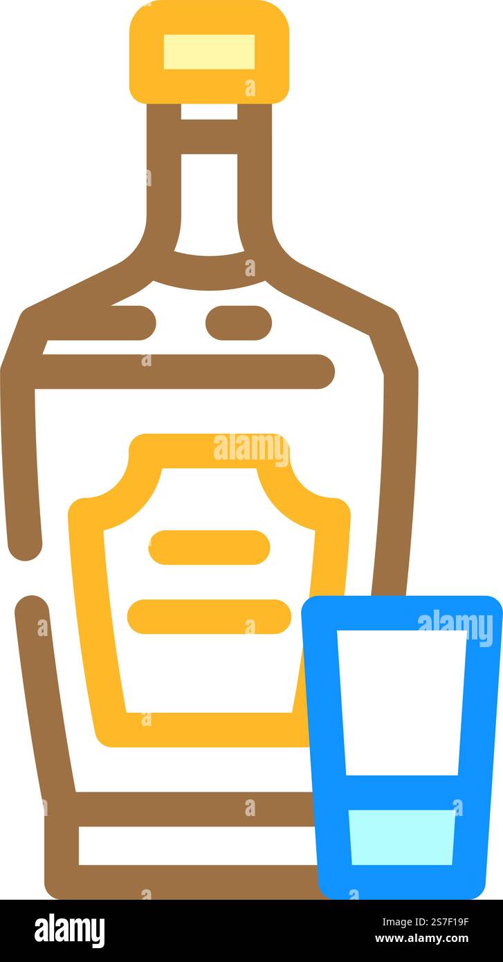 whiskey glass bottle color icon vector. whiskey glass bottle sign ...
